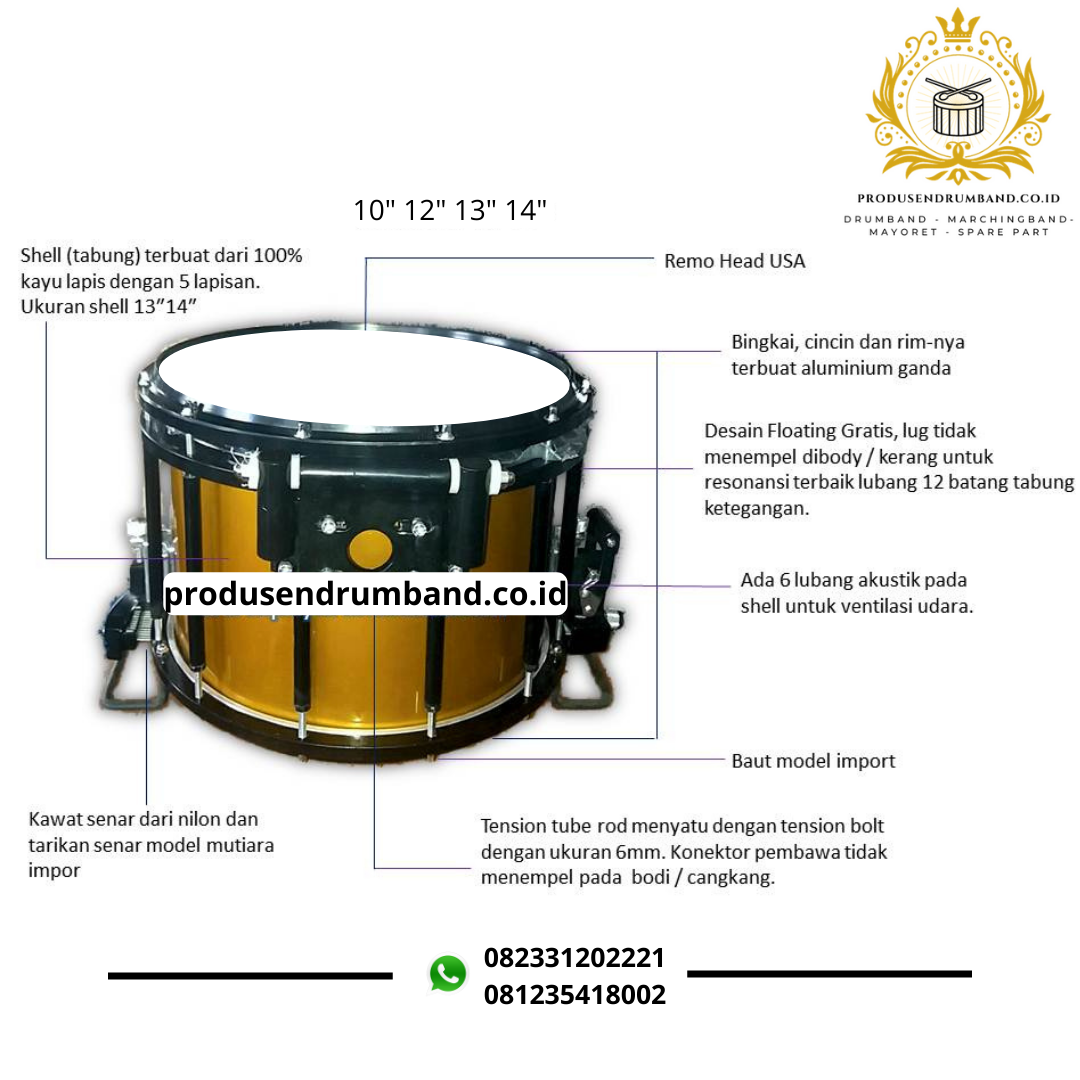 Ukuran Snare Drum - Produsen Drumband Terlengkap & Terbaik